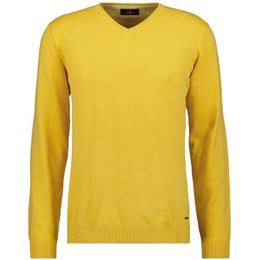 Ragman Herren V-Ausschnitt-Pullover, gelb, Gr. S, Strick, 95% Baumwolle, 5% Kaschmir, Pullover