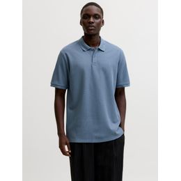 Jack & Jones JACK & JONES Herren Poloshirt "JJEAUSTIN POLO SS NOOS", blau, Gr. S, bestickt, unifarben, Jersey, Obermaterial: 58% Polyester, 40% Baumwolle, 2%