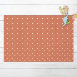 Bilderwelten Kork-Teppich Illustration rosa Korkmatte - No.YK59 Wei&szlig;e Herzen auf Rosa - Herz Kinderzimmer Baby M&auml;dchen Jungen
