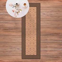 Bilderwelten Kork-Teppich modern schwarz weiss Fliesenoptik - Geometrische Fliesen Punktlinien Schwarz Wei&szlig; mit Bord&uuml;re - Geometrisch Wohnzimmer Schlafzimmer