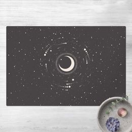 Bilderwelten Kork-Teppich modern schwarz weiss Spirituell Korkmatte - Mond im Sternenkreis - Himmel Wohnzimmer Schlafzimmer