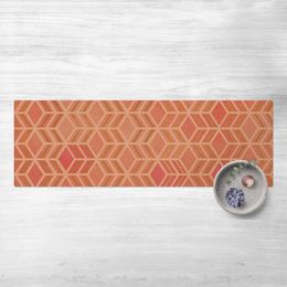 Bilderwelten Kork-Teppich Illustration rosa Aquarell - Take the Cake Gold und Rose - Geometrisch Wohnzimmer Schlafzimmer