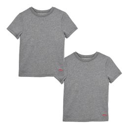 LEVI'S KIDS Jungen T-Shirt "2PK CREW NECK TEE", grau, Basic, Gr. M, Jersey, Obermaterial: 100% Baumwolle, Shirts, for BOYS