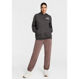 New Balance Damen Kapuzensweatshirt, grau, Gr. L, Obermaterial: 60% Baumwolle, 40% Polyester, Sweatshirts, mit Kapuze, ohne Verschluss, aus Baumwolle