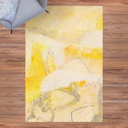 Bilderwelten Kork-Teppich Abstrakt gelb originell Korkmatte - Schneeberge im Sonnenlicht - Deko Wohnzimmer Schlafzimmer