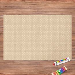 Bilderwelten Kork-Teppich Illustration beige Korkmatte - No.YK56 Wei&szlig;e Punkte auf Creme - Punkte Kinderzimmer Baby M&auml;dchen Jungen