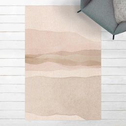 Kork-Teppich - Aquarell Landschaft Lichtberge - Abstrakt beige Korkmatte Deko Wohnzimmer Schlafzimmer