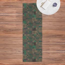 Bilderwelten Kork-Teppich modern blau Mosaik - Marokkanische Mosaikfliesen t&uuml;rkis blau - Deko Wohnzimmer Schlafzimmer
