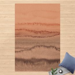 Bilderwelten Kork-Teppich Illustration grau Aquarell - Spiel der Farben Meeresrauschen im Nebel - Deko Wohnzimmer Schlafzimmer