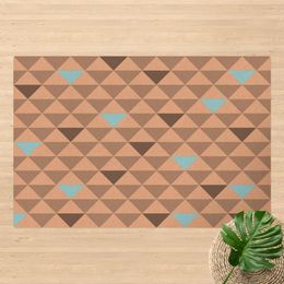 Bilderwelten Kork-Teppich Illustration grau Korkmatte - No.YK64 Dreiecke Grau Wei&szlig; T&uuml;rkis - Geometrisch Kinderzimmer Baby M&auml;dchen Jungen