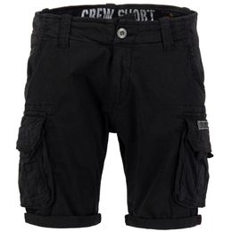 Herren Cargoshorts "Crew Short", schwarz, Gr. 30, Alpha Industries, unifarben, Web, Obermaterial: 98% Baumwolle, 2% Elasthan, Hosen