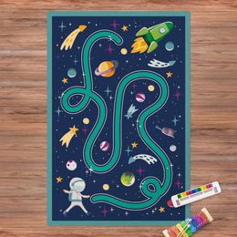 Bilderwelten Kork-Teppich Illustration bunt Korkmatte - Weltraum - R&uuml;ckweg zur Rakete - Auto Kinderzimmer Baby M&auml;dchen Jungen