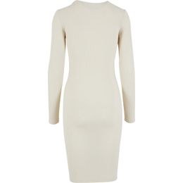 Urban Classics Damen Shirtkleid "Urban Classics Damen Ladies Rib Dress", beige, Gr. L, unifarben, 77% Viskose, 19% Polyester, 4% Elasthan, Kleider
