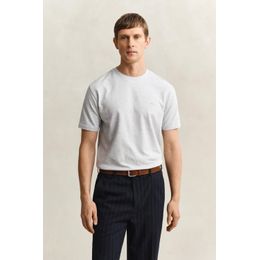 Gant Damen T-Shirt "TONE PIQUE"grau melange, Gr. 4XL, unifarben, Jersey, Obermaterial: 100% Baumwolle, Shirts, Regular fit mit Rundhalsausschnitt