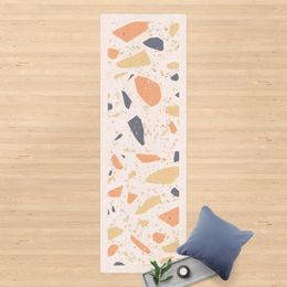 Kork-Teppich - Detailliertes Terrazzo Muster Siena mit Rahmen - modern orange Mosaik Deko Wohnzimmer Schlafzimmer