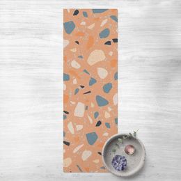 Kork-Teppich - Detailliertes Terrazzo Muster Asti - modern petrol Mosaik Deko Wohnzimmer Schlafzimmer