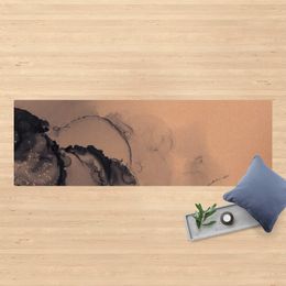 Bilderwelten Kork-Teppich Illustration blau Aquarell - Spiel der Farben Blaue Tusche - Deko Wohnzimmer Schlafzimmer