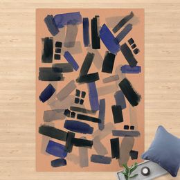 Kork-Teppich - Himmelblaue Aquarellbalken - Illustration blau Aquarell Geometrisch Wohnzimmer Schlafzimmer