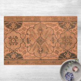 Bilderwelten Kork-Teppich Vintage weiss Korkmatte - Holzpaneel Persisch Vintage II - Ornamente Wohnzimmer Schlafzimmer