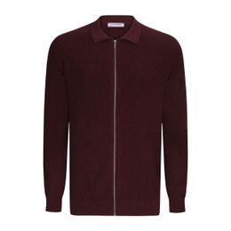 Strickjacke FELIX HARDY "Strickjacke mit durchgehendem Rei&szlig;verschluss", Herren, Gr. XL, bordeaux, 100% Baumwolle, Strickjacken Strickjacke