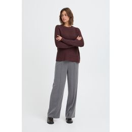 oxmo Damen Strickfleece-Pullover "Strickpullover OXKanna", braun, Gr. S, Obermaterial: 60% Baumwolle CO. 40% Polyacryl PAN., Pullover