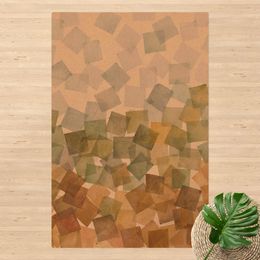 Kork-Teppich - Fallende W&uuml;rfel - Abstrakt beige Korkmatte Geometrisch Wohnzimmer Schlafzimmer