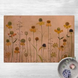 Bilderwelten Kork-Teppich Motiv gelb Blumen Korkmatte - Gelbe Heleniumbl&uuml;ten - Deko Wohnzimmer Schlafzimmer