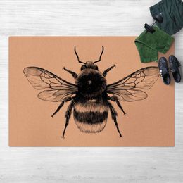 Bilderwelten Kork-Teppich Illustration schwarz Tiere Korkmatte - Illustration fliegende Hummel Schwarz - Insekten Wohnzimmer Schlafzimmer
