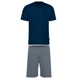 TRIGEMA Damen Schlafanzug "TRIGEMA Pyjama im modischem Allover-Muster", Gr. Mnight, blau, Single Jersey, 100% Baumwolle, Homewear-Sets