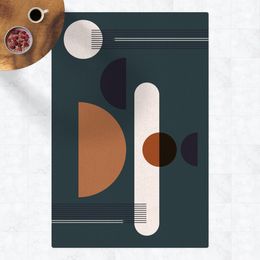 Kork-Teppich - Bauhaus Dresden - Abstrakt petrol Korkmatte Geometrisch Wohnzimmer Schlafzimmer