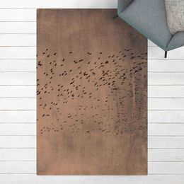 Bilderwelten Kork-Teppich modern blau Natur Aquarell - Schwarmverhalten - Sonnenuntergang Wohnzimmer Schlafzimmer