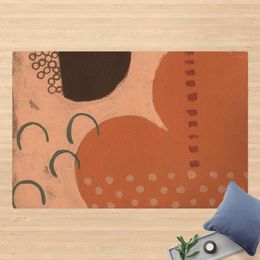 Bilderwelten Kork-Teppich Abstrakt beige originell Korkmatte - Karneval der Formen in Lachs III - Deko Wohnzimmer Schlafzimmer