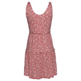 Damen Druckkleid, wei&szlig;, Gr. 42, BEACHTIME BY LASCANA, bedruckt, Jersey, Obermaterial: 100% Viskose, Kleider, mit modischen Volants, lockere Passform,