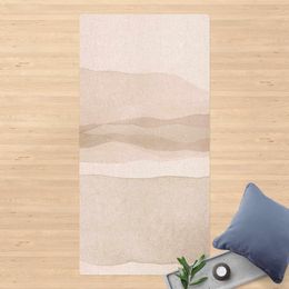 Kork-Teppich - Aquarell Landschaft Lichtberge - Abstrakt beige Korkmatte Deko Wohnzimmer Schlafzimmer