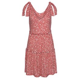 Beach Time BEACHTIME Damen Druckkleid, wei&szlig;, Gr. 38, bedruckt, Jersey, Obermaterial: 100% Viskose, Kleider, mit modischen Volants, lockere Passform, Sommerleid,