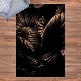Bilderwelten Kork-Teppich Tropisch schwarz weiss Korkmatte - Schwarz Wei&szlig; Botanik Hosta - Pflanzen Wohnzimmer Schlafzimmer