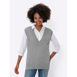 Heine Damen Pullunder "Pullunder", grau, Gr. 38, unifarben, 100% Baumwolle, Pullover