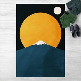 Bilderwelten Kork-Teppich modern gelb Natur Korkmatte - Sonne, Mond und Berge - Berg Wohnzimmer Schlafzimmer