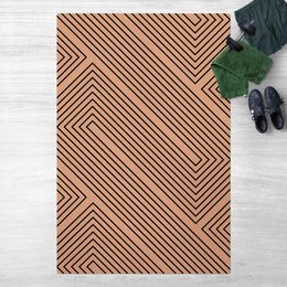 Bilderwelten Kork-Teppich Unifarben schwarz Korkmatte - Symmetrische Geometrie aus Schwarzen Linien - Streifen Wohnzimmer Schlafzimmer