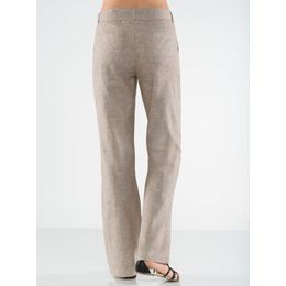 Casual Looks Damen Palazzohose, beige, Gr. 44, unifarben, 55% Leinen, 45% Baumwolle, Hosen
