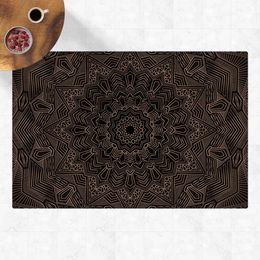 Bilderwelten Kork-Teppich Illustration silber Spirituell Korkmatte - Mandala Stern Muster silber schwarz - Ornamente Wohnzimmer Schlafzimmer