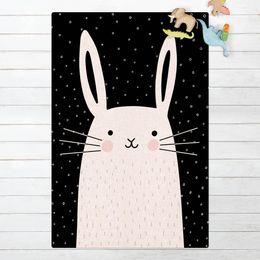 Bilderwelten Kork-Teppich Illustration schwarz Tiere Korkmatte - Tierpark mit Mustern - Hase - Deko Kinderzimmer Baby M&auml;dchen Jungen