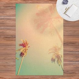 Bilderwelten Kork-Teppich Tropisch pastell Natur Korkmatte - Tropische Pflanzen Palmen bei Sonnenuntergang III - Himmel Wohnzimmer Schlafzimmer