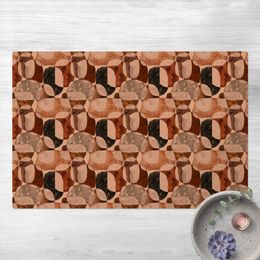 Bilderwelten Kork-Teppich modern braun Aquarell - Lebende Steine Muster in Braun - Deko Wohnzimmer Schlafzimmer