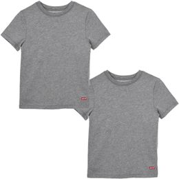 LEVI'S KIDS Jungen T-Shirt "2PK CREW NECK TEE", grau, Basic, Gr. S, Jersey, Obermaterial: 100% Baumwolle, Shirts, for BOYS