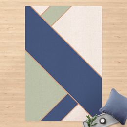 Kork-Teppich - Eckiges Geflecht Mintblau - Illustration blau Korkmatte Geometrisch Wohnzimmer Schlafzimmer