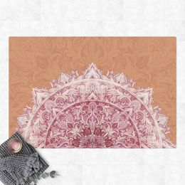 Kork-Teppich - Mandala Aquarell Ornament halbkreis rot - modern rosa Spirituell Aquarell Ornamente Wohnzimmer Schlafzimmer