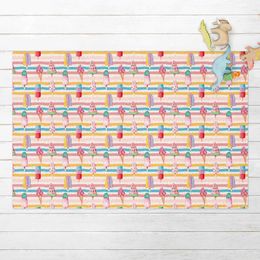 Bilderwelten Kork-Teppich Illustration bunt Aquarell - Aquarell Eis Bunt mit Punkten - Streifen Kinderzimmer Baby M&auml;dchen Jungen