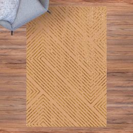 Bilderwelten Kork-Teppich Unifarben gold Korkmatte - Symmetrische Geometrie Gold - Streifen Wohnzimmer Schlafzimmer