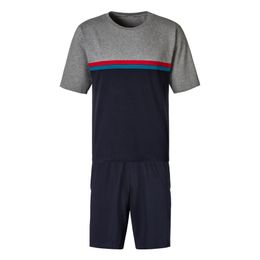 Le Jogger Herren Pyjama, Gr. 44, bunt, Jersey, Obermaterial: 100% Baumwolle, unifarben, Basic, Homewear-Sets, Schlafanzug mit Colorblock